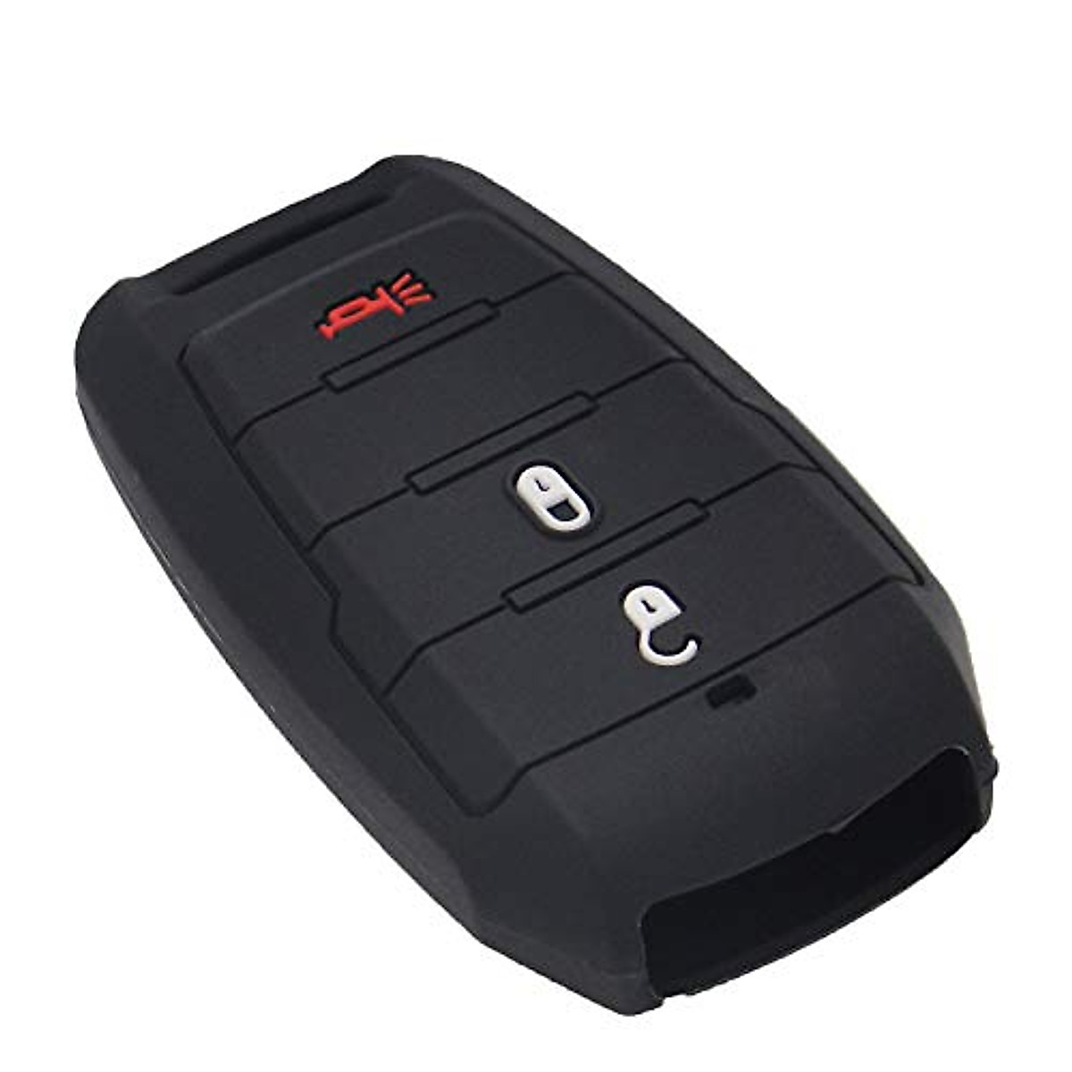 WEIBISS 2 Pack 3 Buttons Protective Rubber Smart Key Fob Shell Remote Cover Case Protector Wallet Keyless Jacket for 2019 2020 RAM 1500 OHT-4882056, Black Red