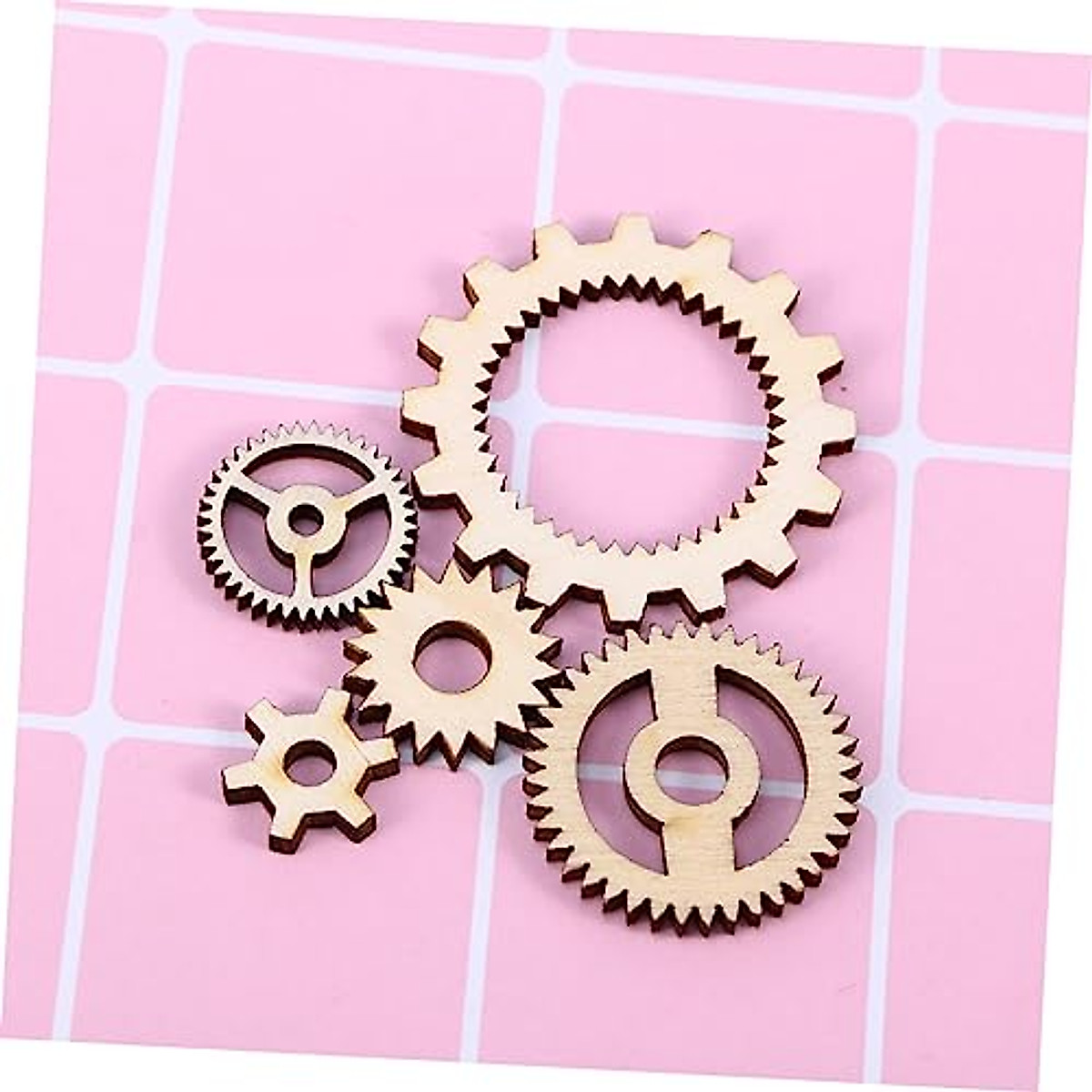 ibasenice 300 Pcs Wooden Gear Wood Chips Wood Gear Cutout Vintage Gears Charms Wooden Shapes to Paint Wooden Steampunk Gear Retro Toys DIY Gear Wood Chips Christmas Wood Carving Child