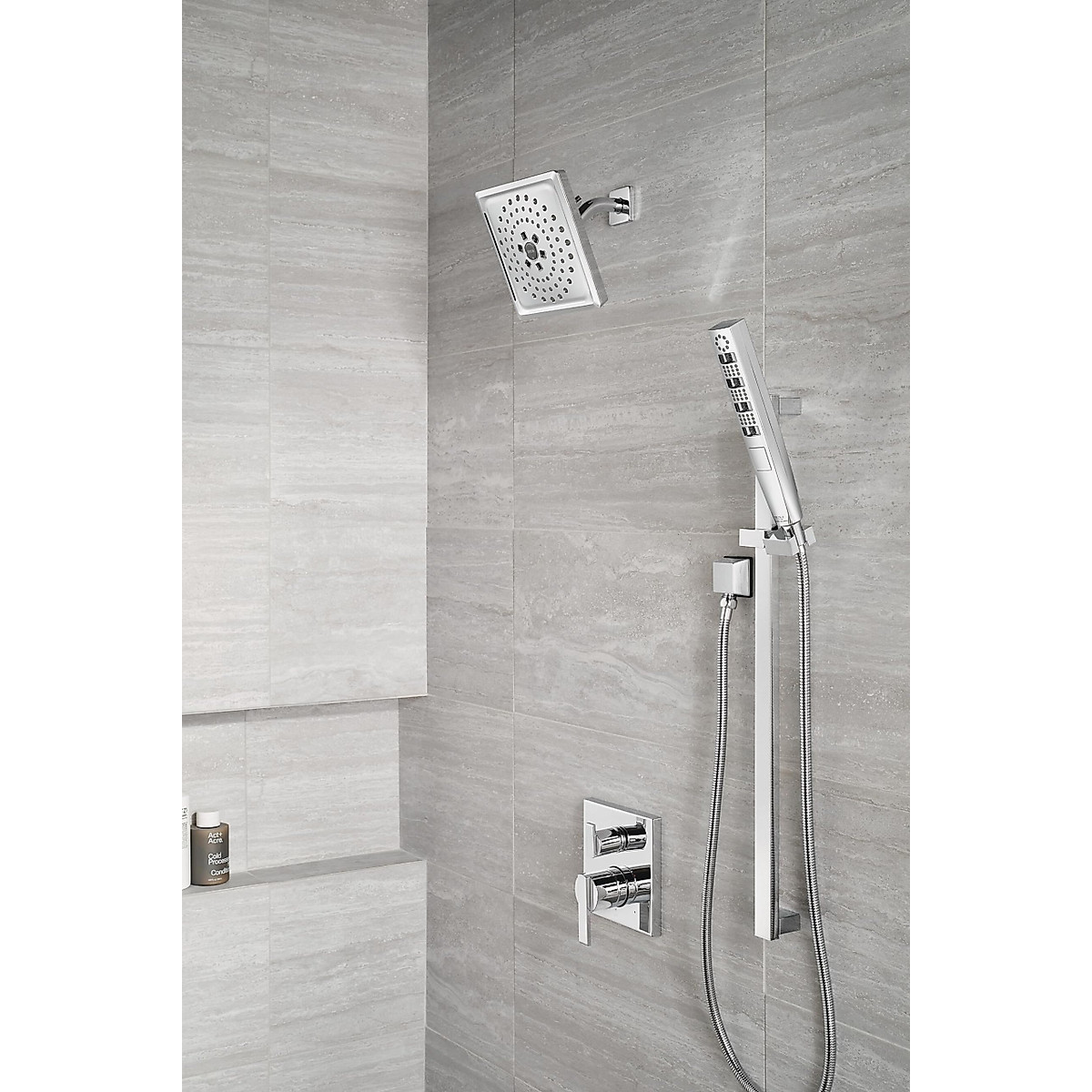 DELTA FAUCET T24867, Chrome Ara Angular Modern Monitor 14 Series Valve Trim with 3-Setting Integrated Diverter