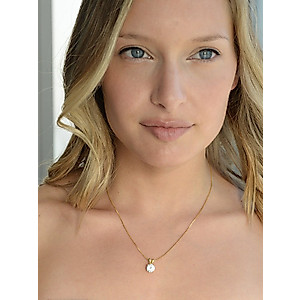 Mariell Cubic Zirconia Crystal Gold Pendant Necklace for Women, 2 Carat CZ, Bridal Wedding Jewelry Gift