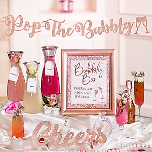 PRESTIGE Mimosa Bar Kit | Bridal Shower Decorations, Rose Gold Bachelorette Party Decorations, Bridal Shower Decor, Brunch & Bubbly Bar Sign, Pink Galentines Day Decorations, Mothers Baby Girl (Rose)