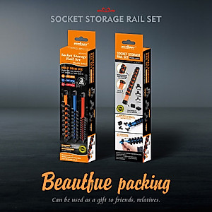 HORUSDY 3PC Double Sided Socket Organizer, 1/4-Inch, 3/8-Inch, 1/2-Inch, Premium Quality Socket Holders