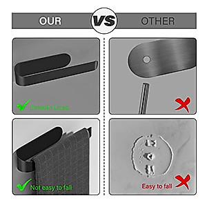 Towel Racks for Bathroom, Oukimly Self Adhesive Towel Bar SUS304 Stainless Steel Hand Towel Holder Wall Mounted Towel Storage Rack for Bath Kitchen (9.2Inch, Matte Black)