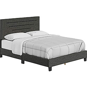 Boyd Sleep Cordoba Upholstered Platform Bed with Headboard and Durable Mattress Foundation with Strong Wood Slat Supports, Box Spring Required: Full, Charcoal