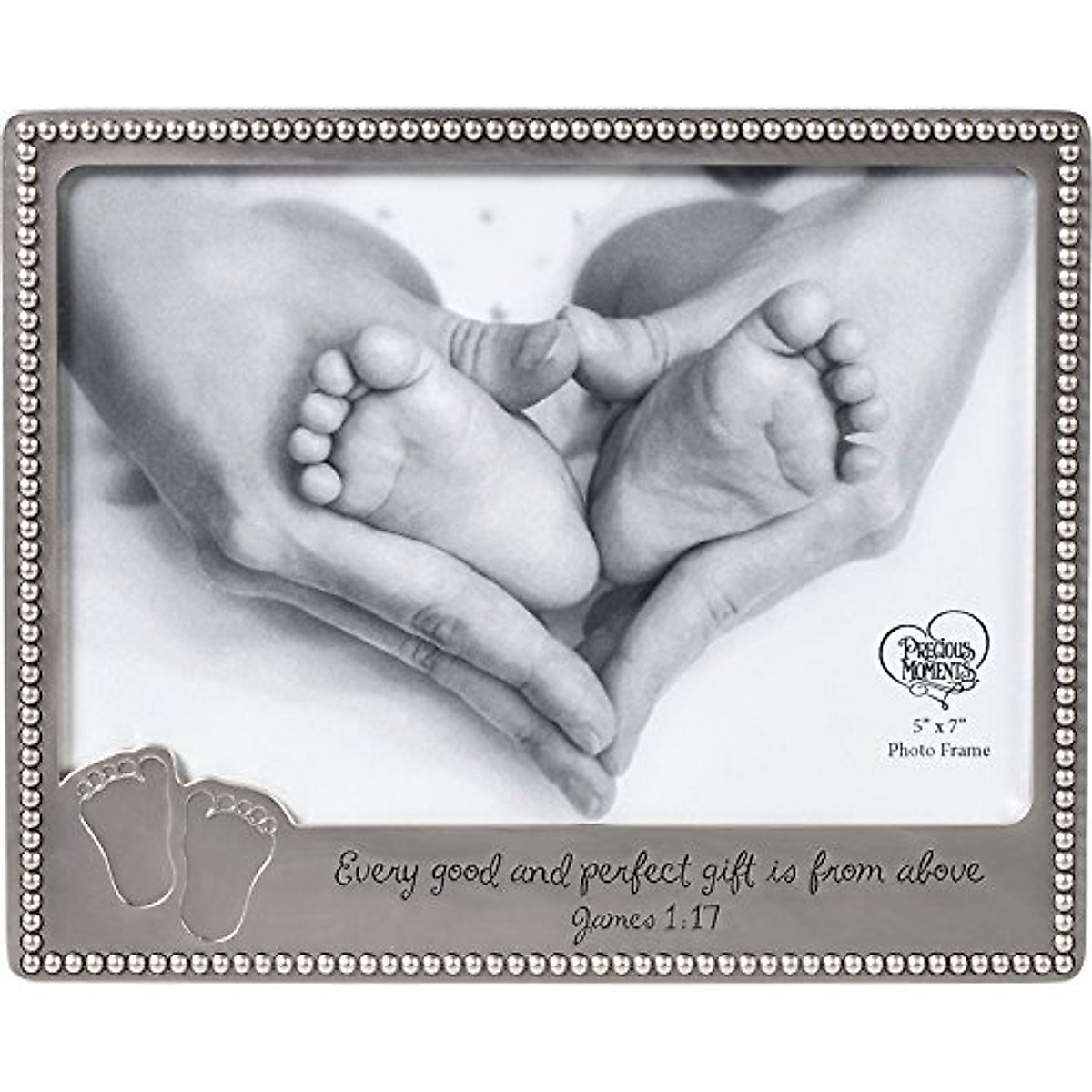 Precious Moments Every Good And Perfect Gift Is From Above Baby Footprints Zinc Alloy 5x7 Photo Frame, 172415