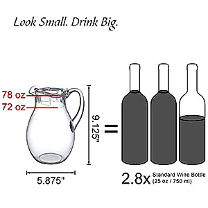 Amazing Abby - Bubbly - Acrylic Pitcher (72 oz), Clear Plastic Water Pitcher with Lid, Fridge Jug, BPA-Free, Shatter-Proof, Great for Iced Tea, Sangria, Lemonade, Juice, Milk, and More