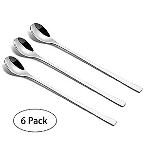 IMEEA Iced Tea Spoons Long Handled 18/10 Stainless Steel Stirring Spoon 9-Inch Bar Spoon Cocktail Mixing Spoon, Set of 6