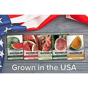 Watermelon Fruit Seeds for Planting Home Garden 5 Variety Packets - Crimson Sweet, Jubilee Improved, Tendersweet Orange, Charleston Grey, and All Sweet Watermelon Seed Packs by Gardeners Basics