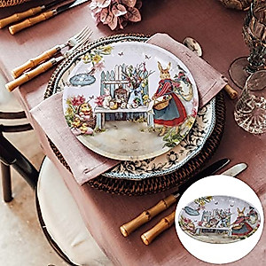 VALICLUD Easter Serving Tray Fruit Plate: Bunny Rustic Iron Platters Kitchen Snack Plate Appetizer Trays for Coffee Snacks Nuts Condiments Appetizers