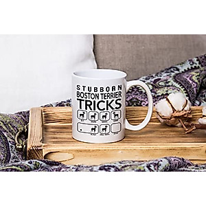 Stubborn Boston Terrier Tricks, Awesome Dog Fetch Mug, Dog Mom Dad, Paw Pet Lovers, Dog Trainer Cup, Coffee Dog Mug, Mothers Day, Fathers Day, Christmas Birthday Gifts