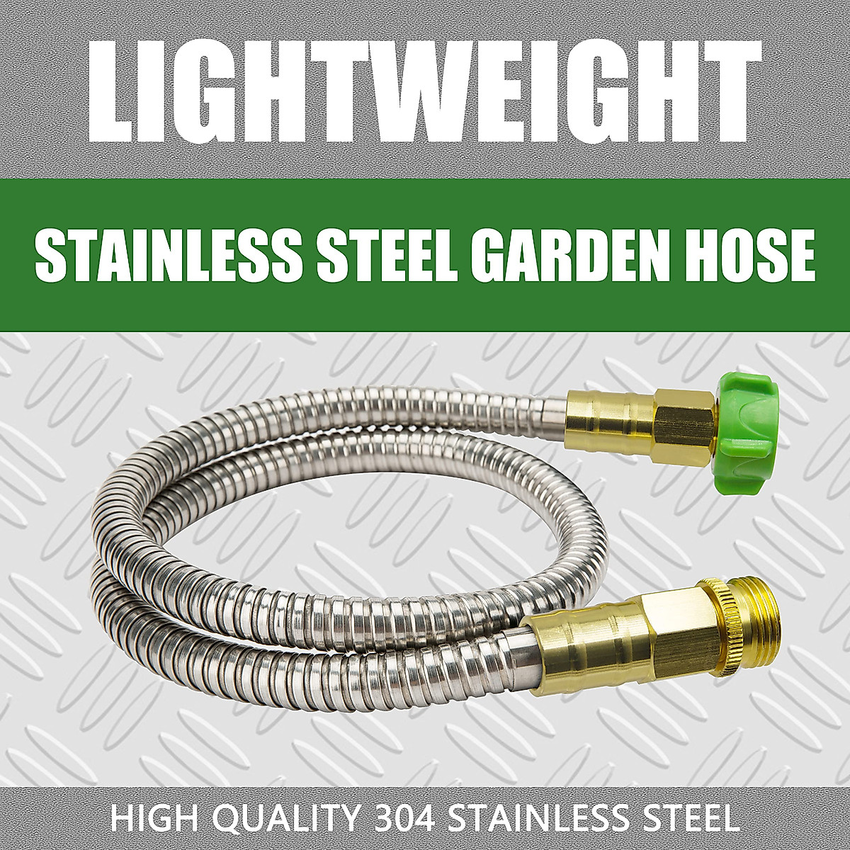 YANWOO 2pcs 2ft 304 Stainless Steel Short Garden Hoses with Female to Male Metal Connector, Flexible & Lightweight & Durable Water Hose