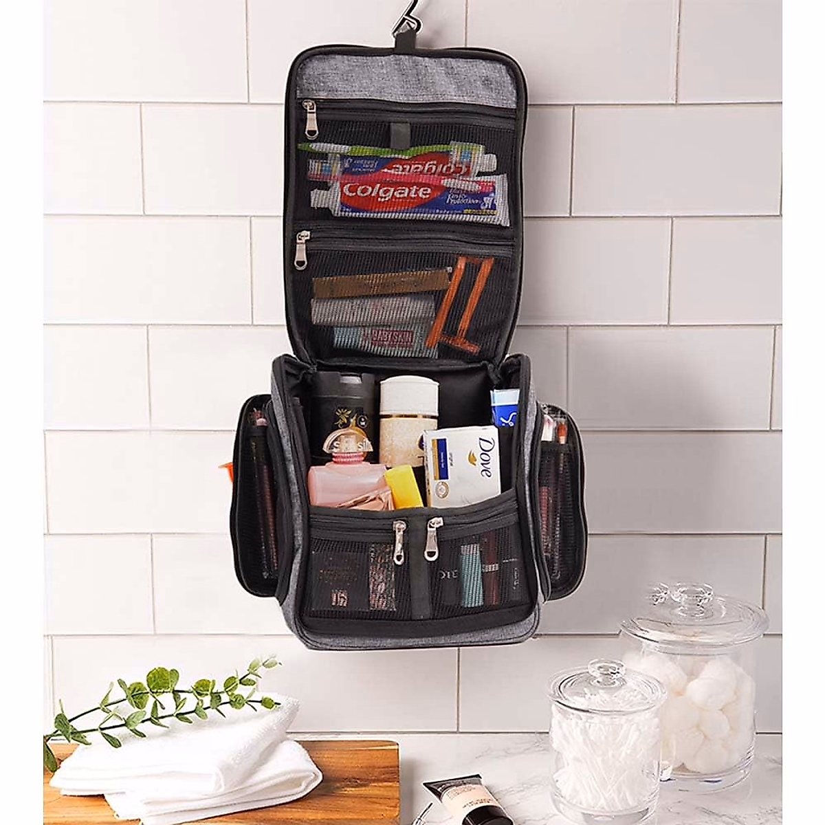 fjackets Toiletry Bag Grey Travel Containers For Toiletries With Cruise Ship Essentials - Road Trip Essentials -Airplane Travel Essentials, Travel Accessories - Bathroom & Shower Organizer