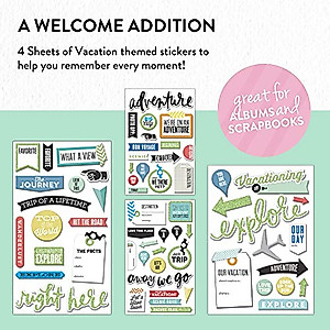 me & my BIG ideas mambiChips Chipboard Stickers - Scrapbooking Supplies - Vacation Theme - Metallic Glitter & Multi-Color - Great for Projects, Scrapbooks & Albums - 4 Sheets, 65 Stickers Total