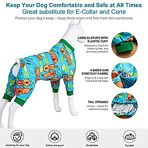 LovinPet Big Dog Jammies for Large Dogs: Lightweight Stretchy Knit Fabric Onesie, Sleeping Otters Print Dog Pajamas, UV Protection, Large Breed Dog Jammies, Pet PJ's/Large