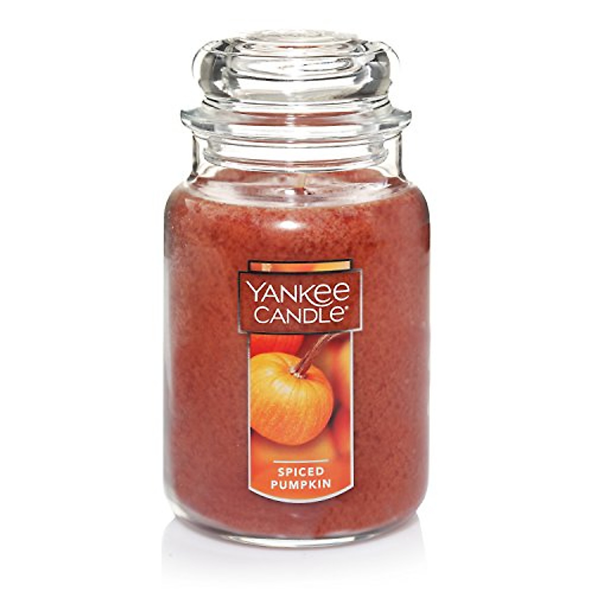 Yankee Candle darice Candle Spiced Pumpkin Scented, 22oz Single Wick, Over 110 Hours of Burn Time, Perfect Accent for Fall Decor, Classic Large Jar, Peach