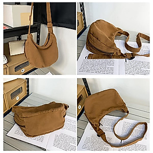 FRVXO Vintage Messenger Bag Travel Satchel Cute Shoulder Bag with Zipper Canvas Crossbody Bags for Women (Brown)