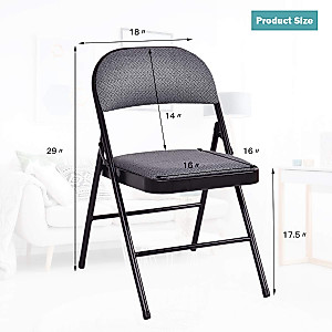 ARLIME 4-Pack Folding Chair, Portable Chairs with Upholstered Padded Seat and Back, Metal Frame Home Office Chairs, Set of 4