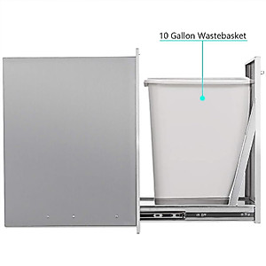 PUNCTN Outdoor Kitchen Drawers 14Wx27Hx20D Inch, Outdoor Kitchen Trash Drawer Storage, Pull-Out Tray Stainless Steel Trash Drawer with Handle for Outdoor Kitchen BBQ Island