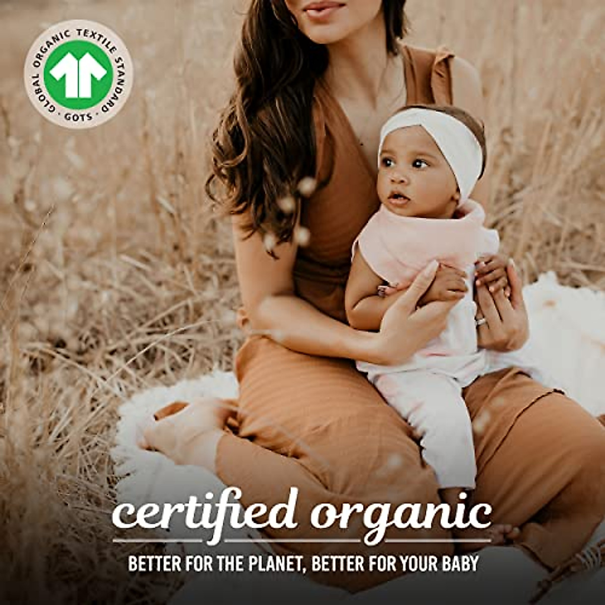 Kishu Baby Indi GOTS Organic Infinity Scarf Bib Set - 4-Way Reversible, 8 Layer Muslin Drool Bibs (Sage, Lavender, Peach)