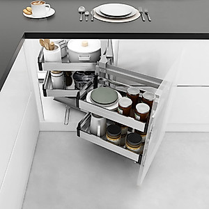 TOOL1SHOoo Kitchen Blind Corner Organizer Soft Close Large Capacity Cabinet Adjustable Blind Corner Basket Organizer Soft Close Pull Out Cabinet Inner+outer Storage