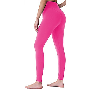 Sunzel Workout Leggings for Women, Squat Proof High Waisted Yoga Pants 4 Way Stretch, Buttery Soft V Cross Waist - 28" Hot Pink Medium