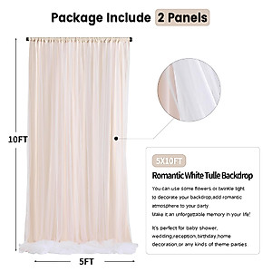Wrinkle Free Champagne Tulle Backdrop Curtains for Baby Shower Party Wedding Photo Drape Backdrop for Photography Props Engagement Bridal Shower 10 ft X 10 ft