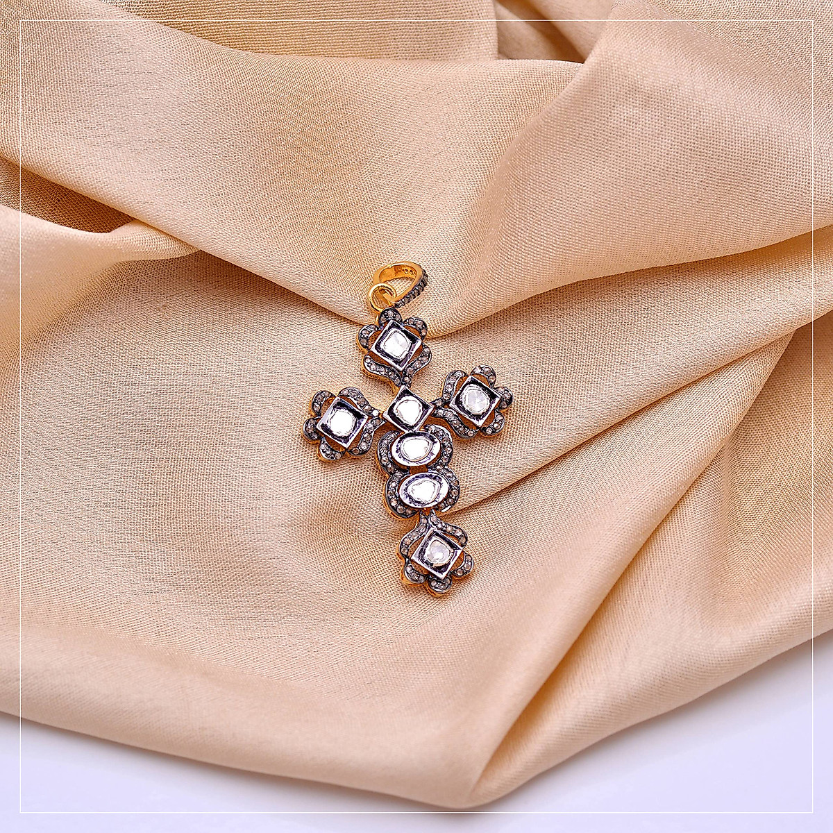 Shweta Creations Diamond Studded Cross 925 Sterling Silver pendant | 0.95 Cts Natural Diamond (I2-I3 Clarity) pendant | Ideal Gift for Her