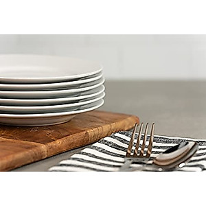 10 Strawberry Street Ceramic Simply White 6" Round Appetizer Plate, Set of 6