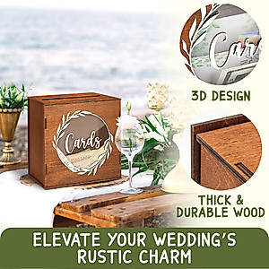 WOODAMORE Wooden Card Box For Wedding - Rustic Wedding Card Boxes For Reception, Wedding Box For Cards And Money, Wood Gift Card Box Holder For Graduation, Funeral, Wedding Envelope Box For Party