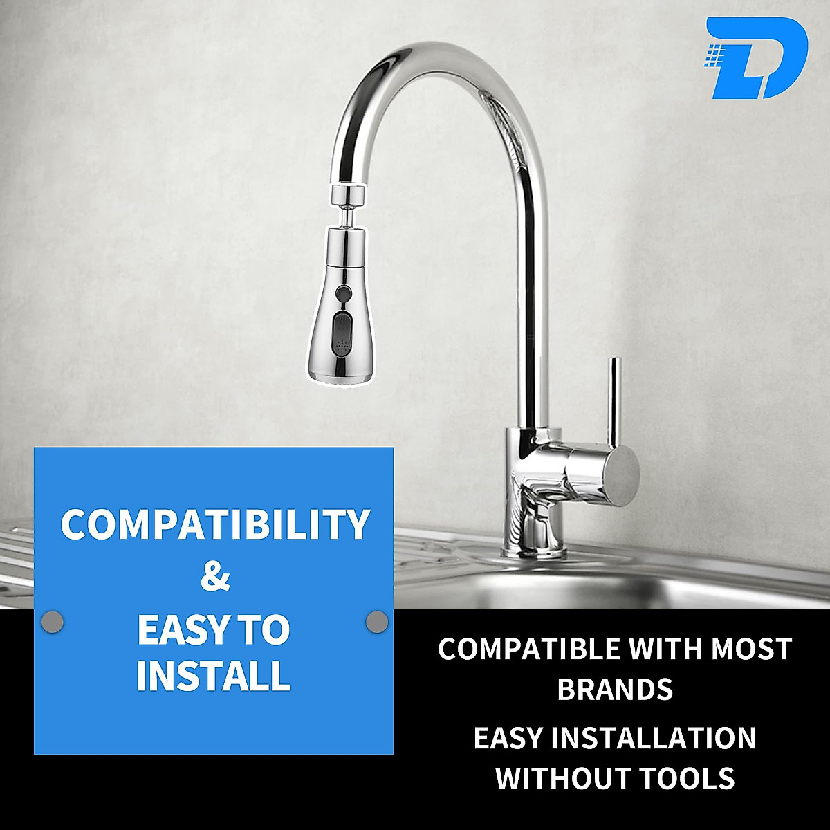 DZSEE Multi-Functional Kitchen Faucet Sprayer Head Replacement, Universal Sink Sprayer, Pull Down Faucet Head, ABS