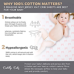 Baby Crib Sheets Girl 2 Pack | Jersey Cotton Fitted Crib Sheet Set and Toddler Bed Sheets | Pink Baby Girl Crib Sheets | Standard Crib and Toddler Bed Mattress Size 28 x 52 Inch