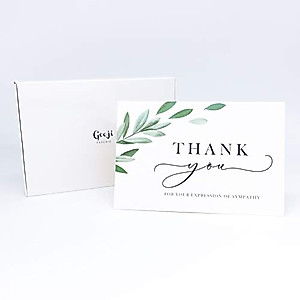 Gooji Thank You Cards for Funeral – 20 pcs Sympathy Acknowledgement Cards – Elegant and Classy Watercolor Design - Matching Peel-and-Seal White Envelopes Included – Bulk 4 x 6-inch Thank You Notes