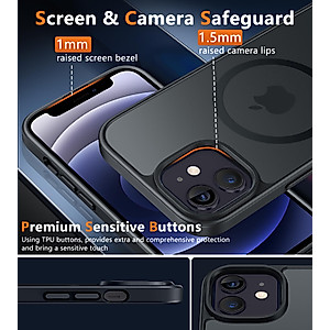 FNTCASE for iPhone 12 Phone Case: for iPhone 12 Pro Magnetic Matte Textured Military Grade Drop Protection Translucent Cell Cover - Slim Durable Shockproof Protective Bumper