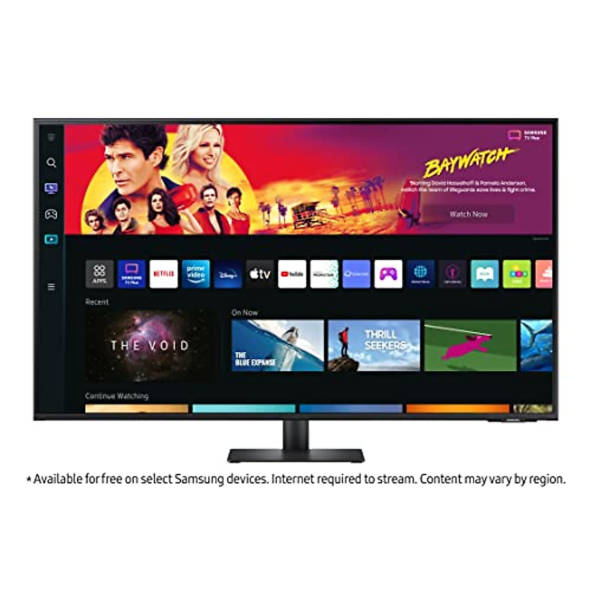 SAMSUNG 43" M70B Series 4K UHD USB-C Smart Monitor & Streaming TV, 4ms, 60Hz, HDR10, Wireless Display, Gaming and IoT Hubs, Alexa Built-in, 2022, LS43BM702UNXZA, Black