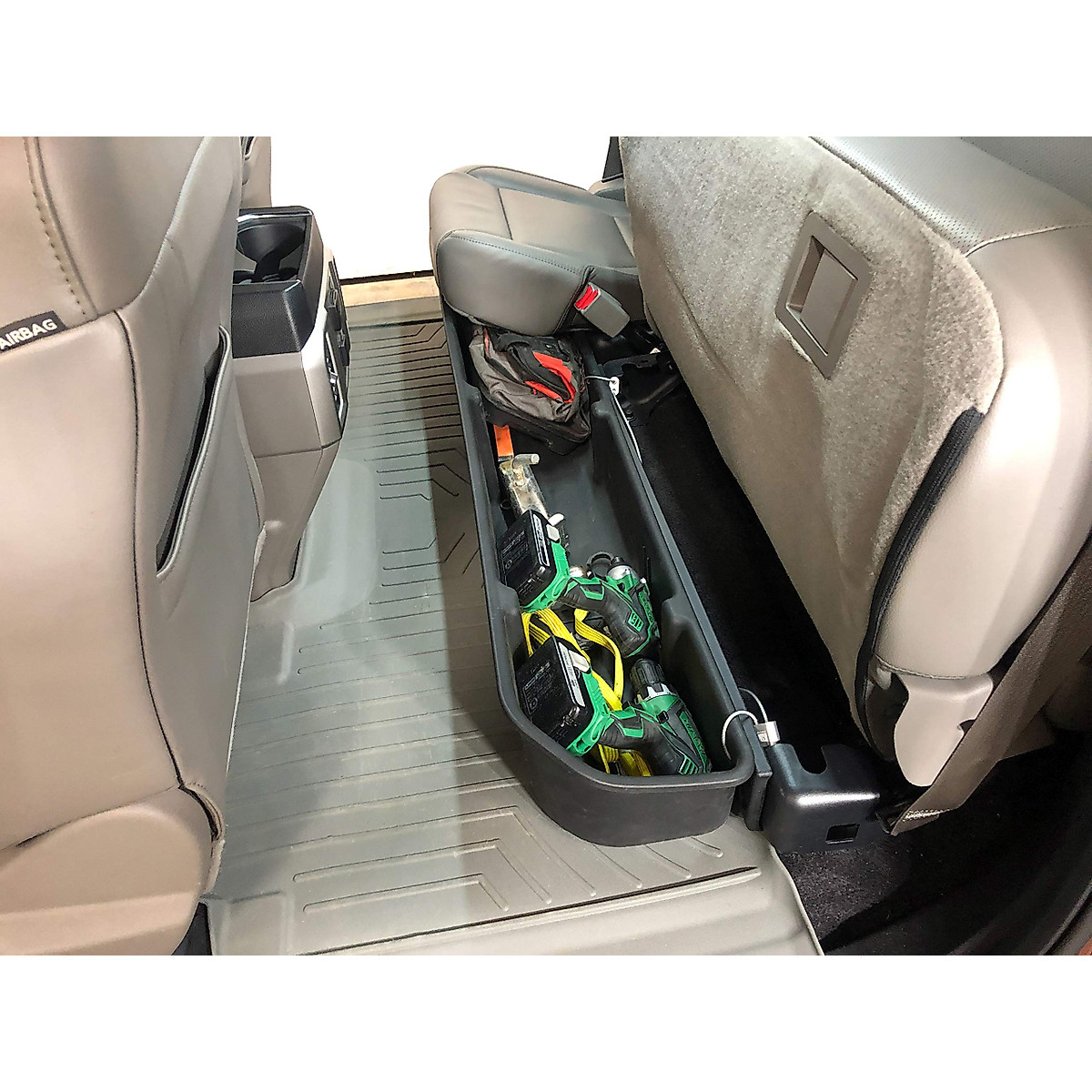 RHA Under Seat Storage 2015-2024 SuperCab Fits Ford F-150 F150 Super Cab, 2017-2024 F-250/F-350/F-450/F-550 Super Duty SuperDuty Upgraded Rear Underseat Box Black Organizer System SuperCab Only