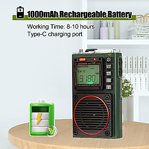 Retekess TR111 Shortwave Radio, Pocket Radio with Bluetooth, AM FM SW VHF WB Radio with APP Control, TF, Recording, Clock, Alarm, Sleep Timer, SOS, Flashlight