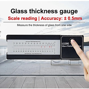 LS200 Glass Thickness Gauge - Accurate Measurement up to 70mm, Easy One-Side Operation for Glazing - Precision Tool for Architectural Laminated Glass, Window Walls, and Glass Bottles