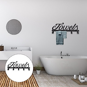 Wall Mount Towel Hanger Heavy Duty Towel Hooks Towel Racks with 5 Hooks for Bedroom Bathroom Pool Kitchen Towels, Bag, Coats