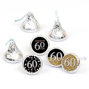 Big Dot of Happiness Adult 60th Birthday - Gold - Round Candy Sticker Party Favors - Labels Fit Chocolate Candy (1 Sheet of 108)