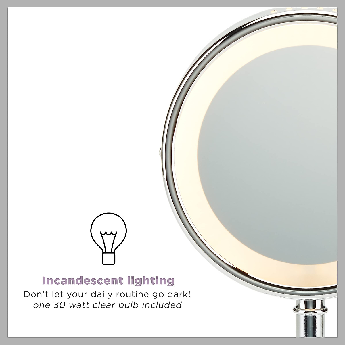 Conair Lighted Makeup Mirror with Magnification, Vanity Mirror, 1X/5X Magnifying Mirror, Double Sided Mirror, Corded in Polished Chrome