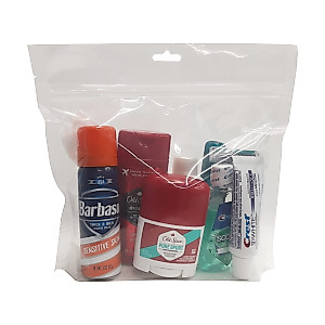 Handy Solutions 10 Piece Resealable Clear Men's Travel Kit with Shave Cream