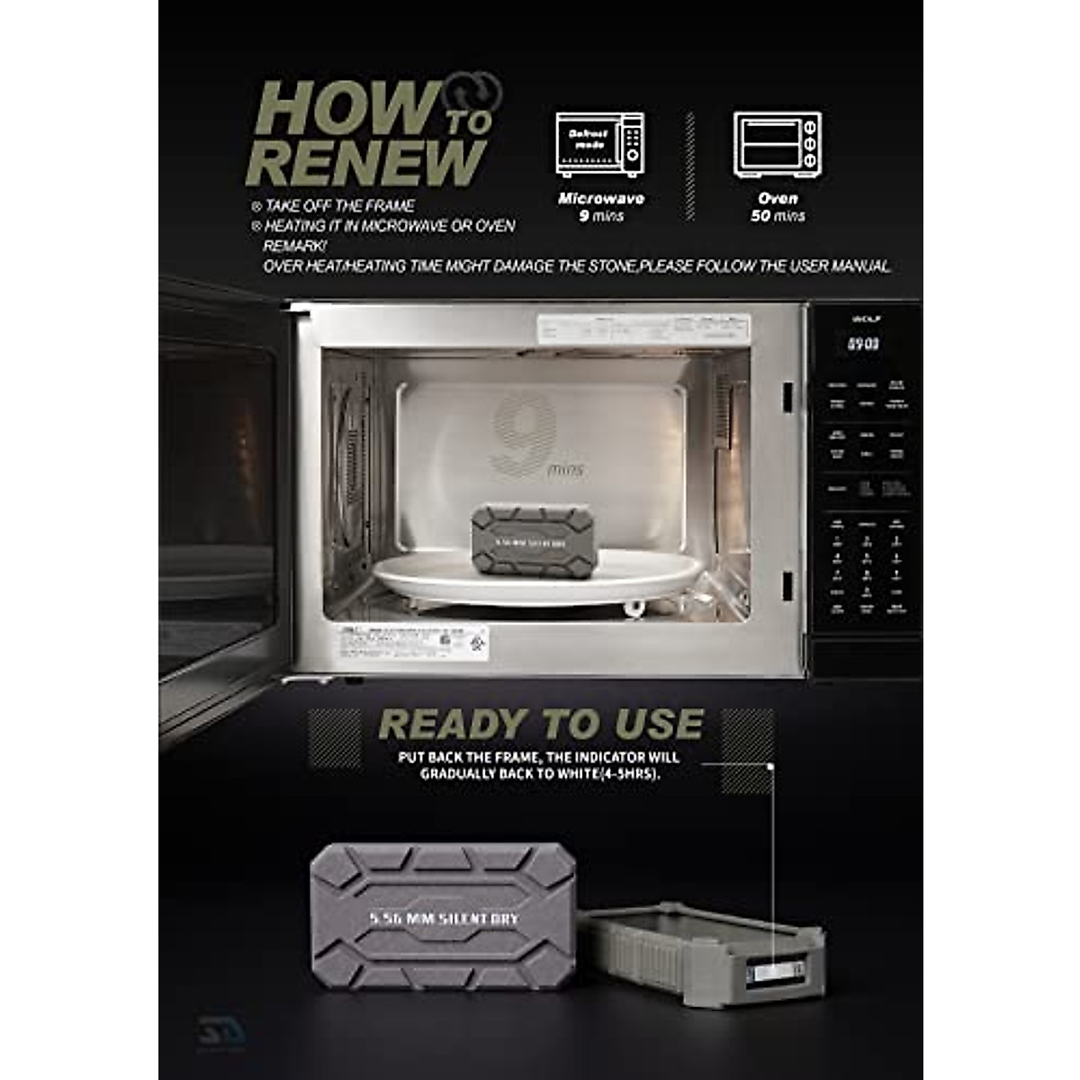 SD SILENT DRY Pioneer Gun Safe Dehumidifier, Reusable mini Portable Dryer effective for up to 20L, Fast renew and Mold remover for Gun/Safe/Camera/Instrument, 1 piece in one package, Ranger Green