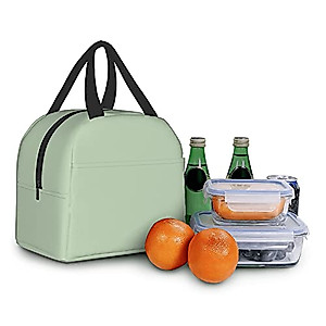 YvoneDBrownn Solid Sage Mint Green Matching Lunch Bag Cooler Bag Women Tote Bag Insulated Lunch Box Water-resistant Thermal for womenPicnicBoatingBeachFishingWork, Black, One Size