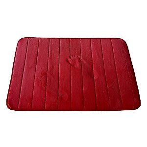 iMaylex Soft Memory Foam Bath Rug, Absorbent Luxury Bath Rug Mat, Quick Dry Bath Mat for Front Floor of Bathtub, Shower Floor and Toilet, Wine Red, 32" x 20"