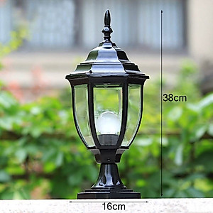 MODEBHD 38cm Antique Traditional Victoria Globe Glass E27 Garden Column Lamp European Retro Outdoor Waterproof Aluminum Post Light Courtyard Path Door Landscape Decorative Pillar Lights