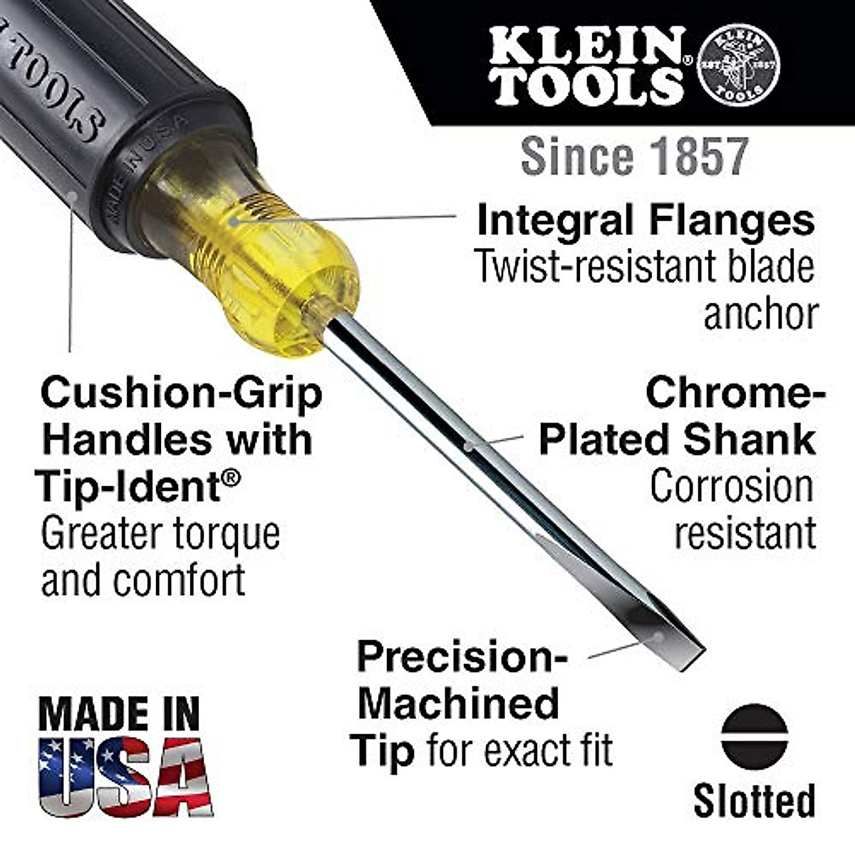 Klein Tools 601-8 3/16-Inch Cabinet Tip Screwdriver, 8-Inch