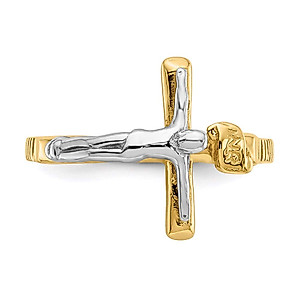 14k Two-tone Polished INRI Crucifix Ring style K5122