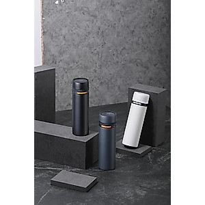 Rehydr8-Stainless Steel Water Bottle 17oz Thermos Coffee Flask Hydro Jug With Tea Infuser w/ LED Temperature Display and Carrying Strap Stay Cold/Hot~24Hour-White