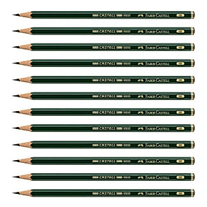 Faber-Castell pencils, Castell 9000 graphite pencils, 8B Pre-sharpened Black lead pencils for sketch, shading, drawing, artist - box of 12 (8B)
