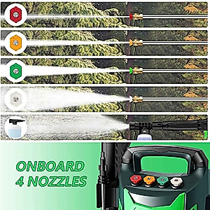 Homdox 1800W Electric Pressure Washer, 2.2GPM High Power Washer, Powerful Machine with 360°Spinner Spinner Wheel, Iron Spray Lance, Self Assembled, for Patio, Garden, and Car Cleaning(Green)